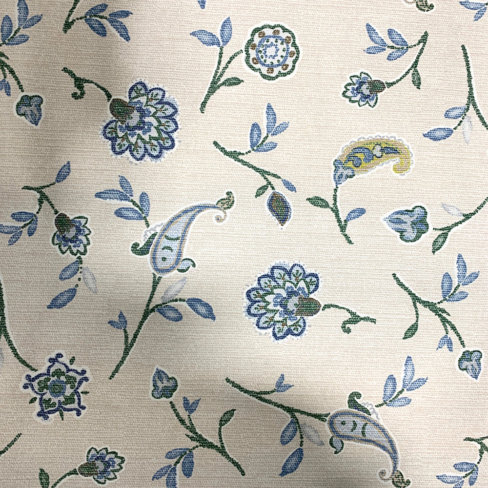 BOTANIC GARDEN BLUE Upholstery and Drapery Floral Print Design